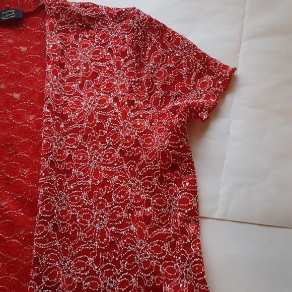 Shannnon Ford | Tops | Red Sequion Jacket Blouse | Poshmark